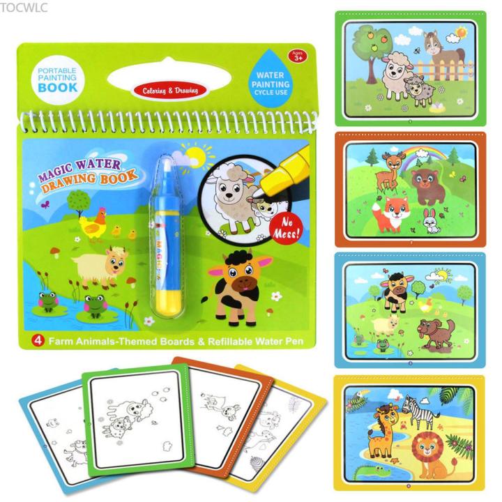 8 Styles Magic Water Drawing Board Coloring Book Doodle Painting Pen ...