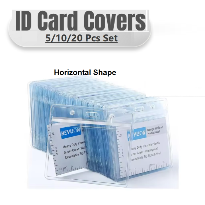 ID Card Covers Double-Sided Transparent Plastic Office Card Holder for ...