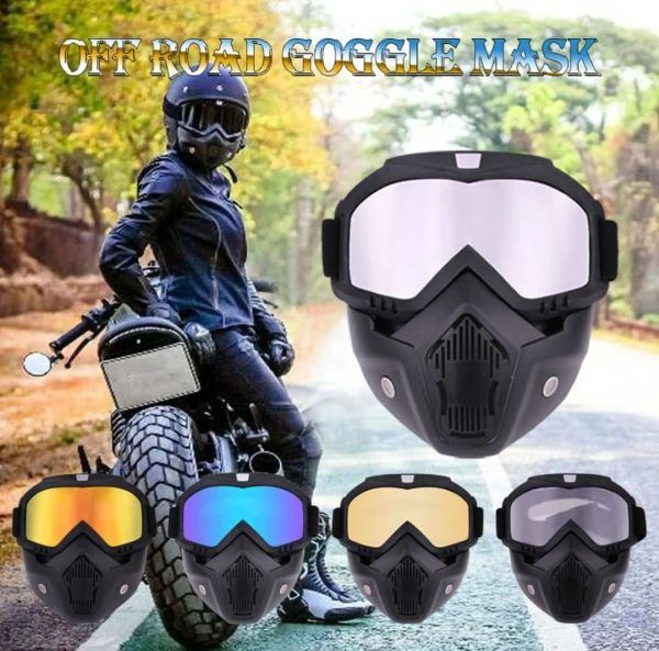 Motorcycle Goggles With Removable Full Face Mask Riding Glasses Dirt ...