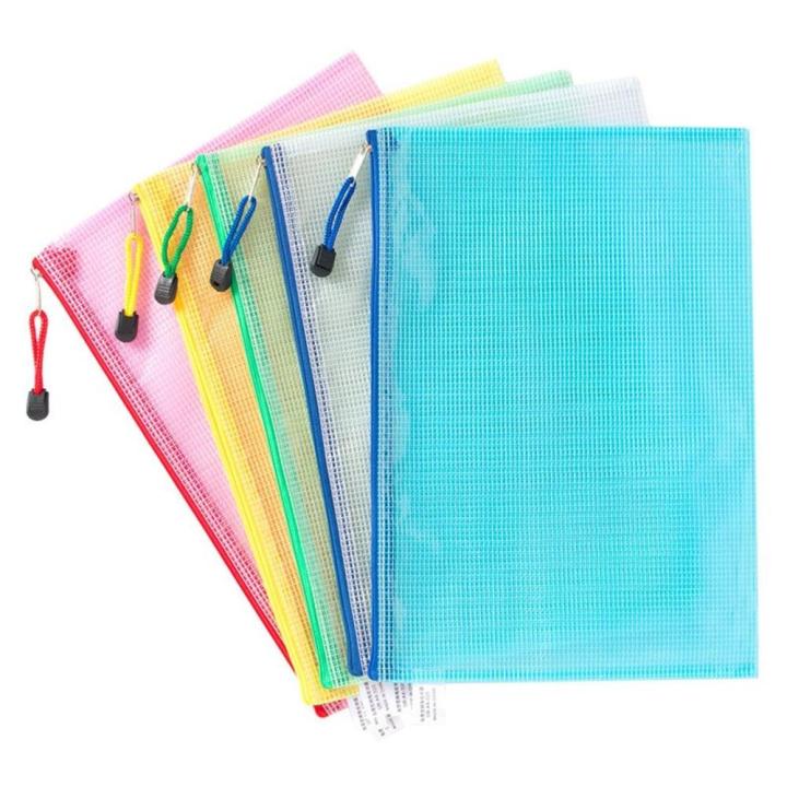 A4 Waterproof Zip File Folders Mesh Zipper Pouch Document Bag School ...
