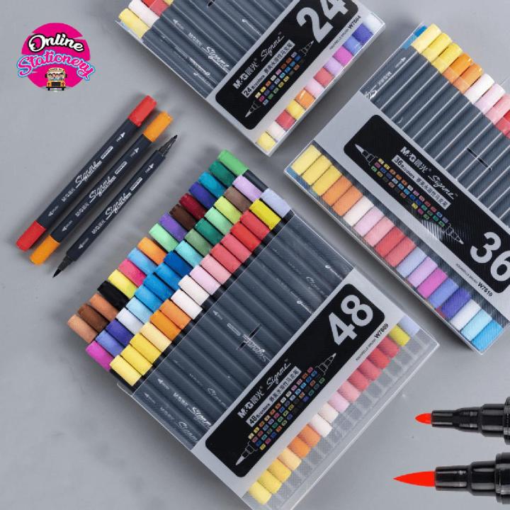 M&G Water-soluble Dual Side Water Brush Pen Marker Set In 12,18,24,36 ...
