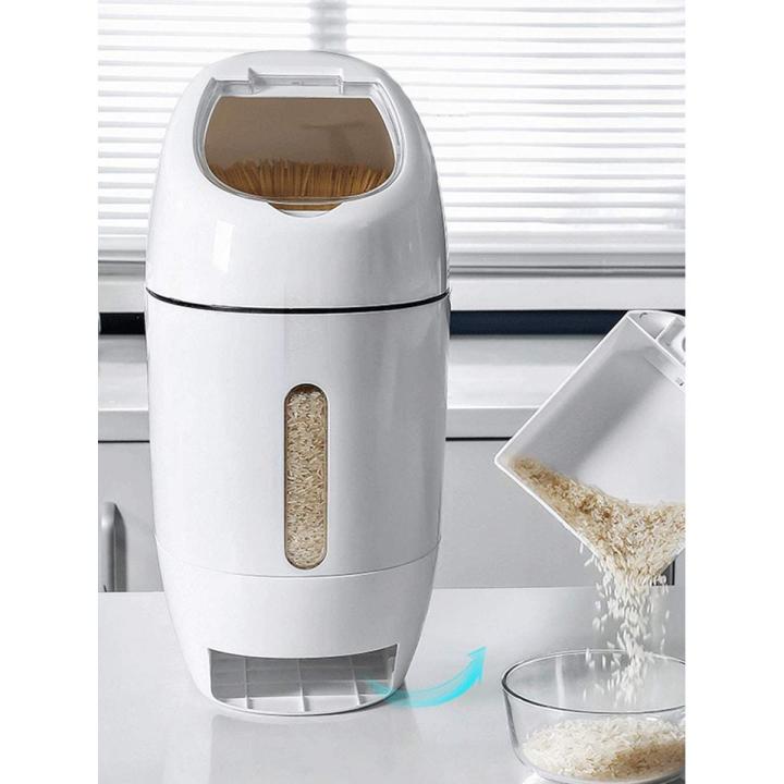 Rice Bucket Automatic Cereal Dispenser Storage Box Kitchen Food Tank ...