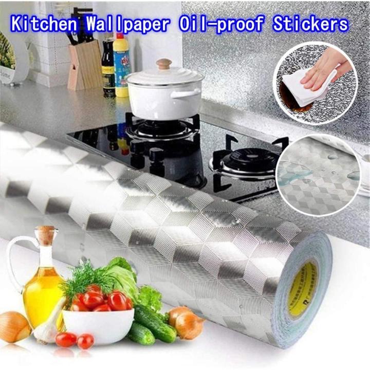 Adhesive Foil Aluminum Sticker Kitchen Cabinet Wallpaper Oil Proof ...