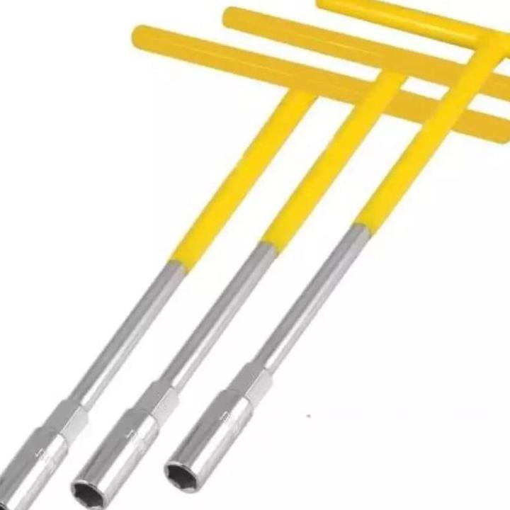 Pack of 3 - Hex Socket Hole Rubber Coated T Bar Wrench Spanner - 8mm ...