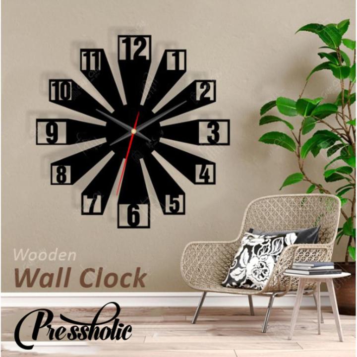 3d Numbering Wooden Wall Clock, 3D Modern Clock, Laser Cut Clock, Wall ...
