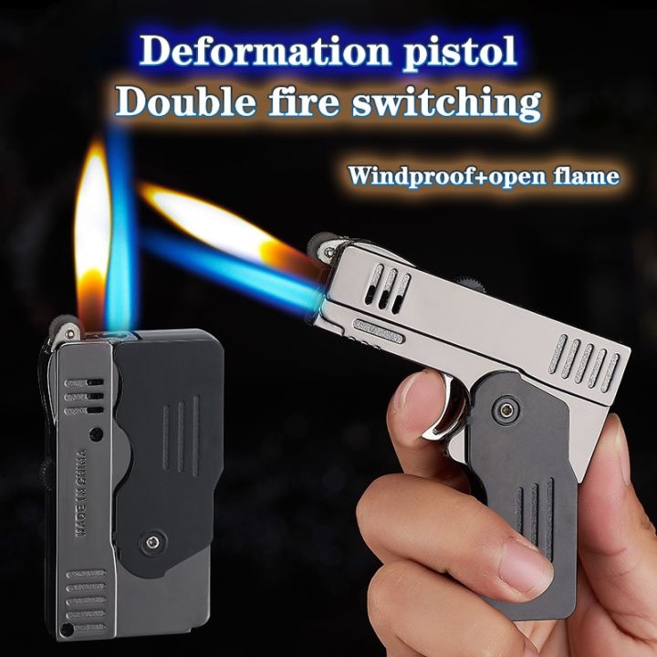 Creative Pi-stol Model Torch Turbo Ligh^ter Spray G-u-n Two Flame Ligh ...
