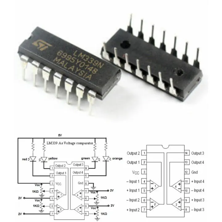 2pcs LM339N LM339 Comparator IC Low APower Quad Voltage Comparator ...