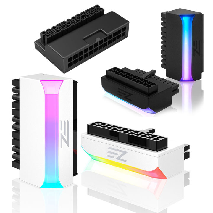 Emotion HENG ATX 24 Pin to 90 Degree Power Plug Adapter ARGB Mainboard ...