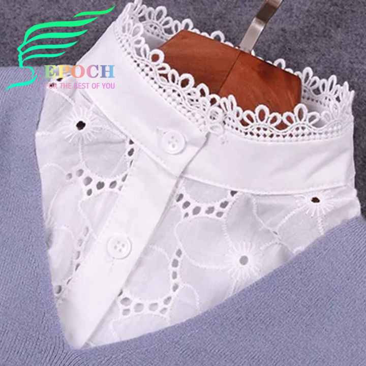 Fake Collar Hollow Out Detachable Stand Collar Button Closure Soft ...