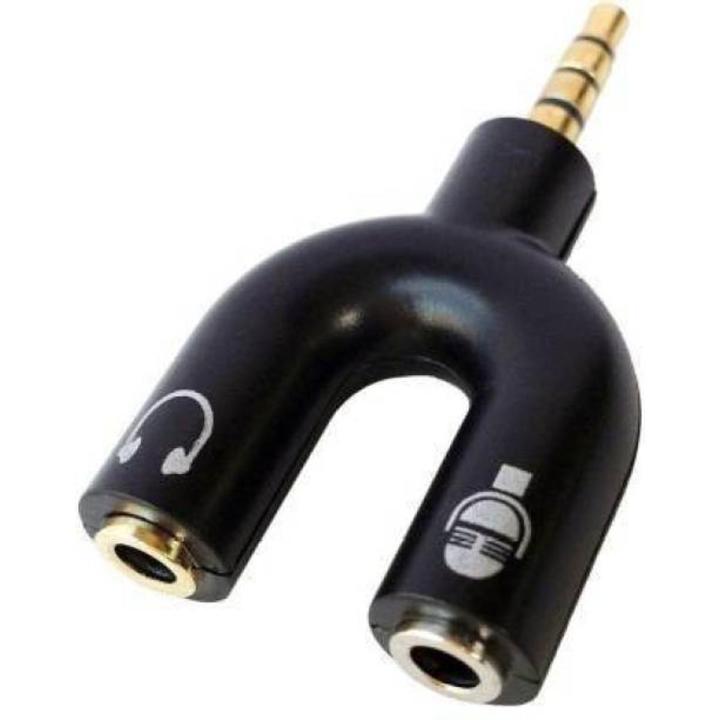 U Shape 3.5mm Stereo TRRS 4 Pole Plug to Mic and Headset Female Audio ...
