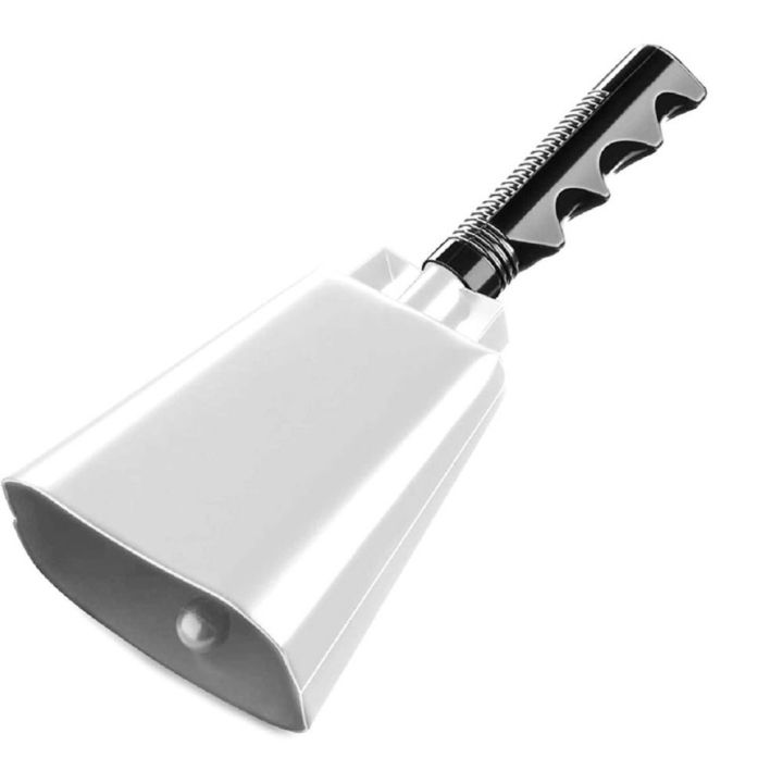 Hand Percussion Iron Small Bell Noise Maker Handheld 9in Cow Bell White ...