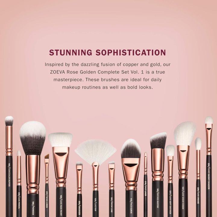 Zoeva 15 Piece Makeup Brushes With Pouch Pure Synthetic & Natural ...