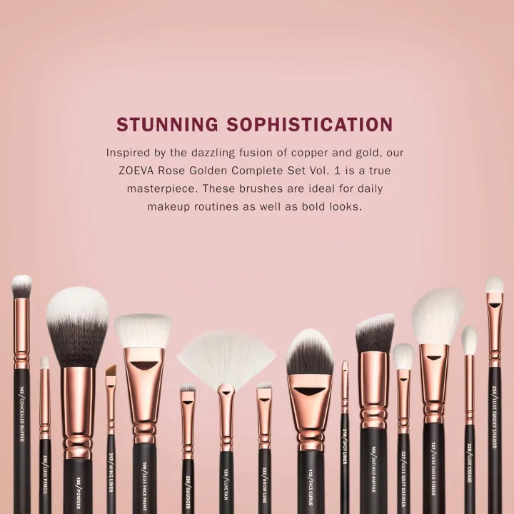 Zoeva 15 Piece Makeup Brushes With Pouch Pure Synthetic & Natural ...