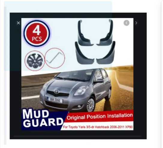 Toyota Vitz Mud Flap Set 2006-2011 Car Mudguard | Daraz.pk