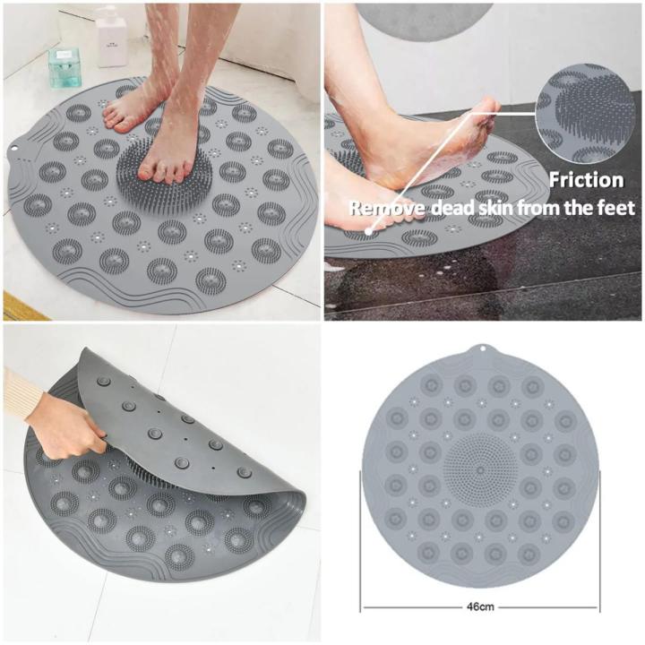 Silicon Non-slip Wash Foot Massage Cleaning Round Mat Strong Stick ...