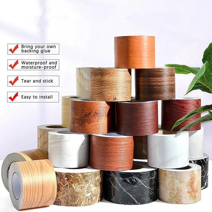 Self-adhesive PVC Waterproof Wood Waist Wallpaper Living Room Skirting ...