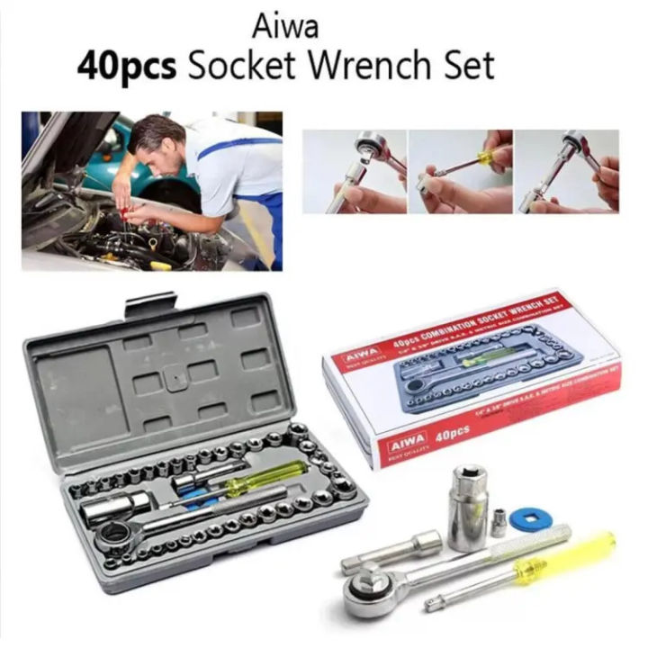 Original Aiwa 40 Piece Toolkit Tool kit Combination Socket Ratchet ...