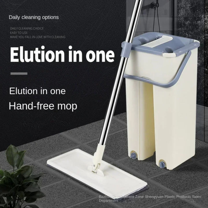 New Mega 2 in 1 Scratch Square Mop with Bucket and 2 Mop Pads Self Wash ...