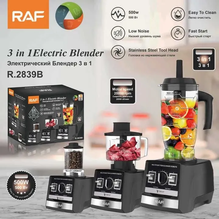RAF R.2839 3 IN 1 BLENDER GRINDER CHOPPER SET | Daraz.pk