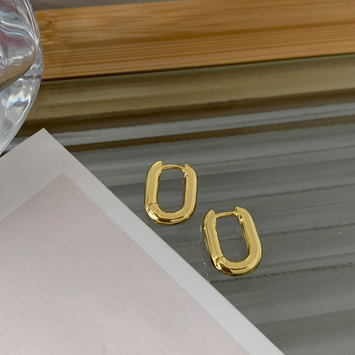 Fashion Gold Color Geometric U-Shape Hoop Earrings For Women Men Punk ...