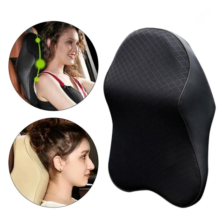 Superior Quality PU Leather Car Neck Rest Cushion 3D Memory Foam Back ...