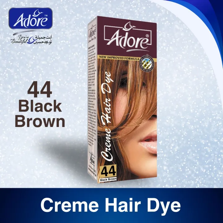 Adore Hair Color 44 Black Brown (Creme Hair Dye) by Adore Pakistan ...
