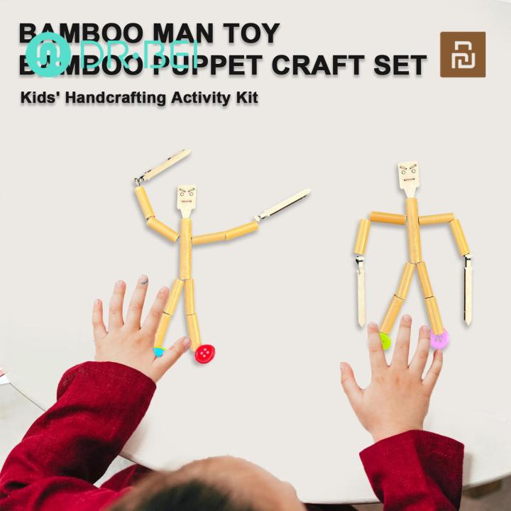 Bamboo Man Toy Diy Bamboo Puppet Kit for Kids Interactive Craft Game ...