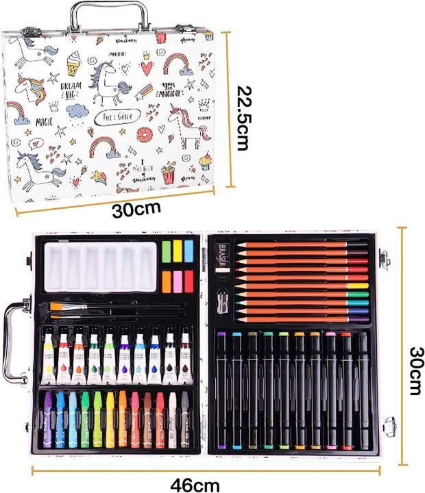 65 Pcs Cartoon Color BriefCase Box with Multiple Coloring Kit, Twin Tip ...
