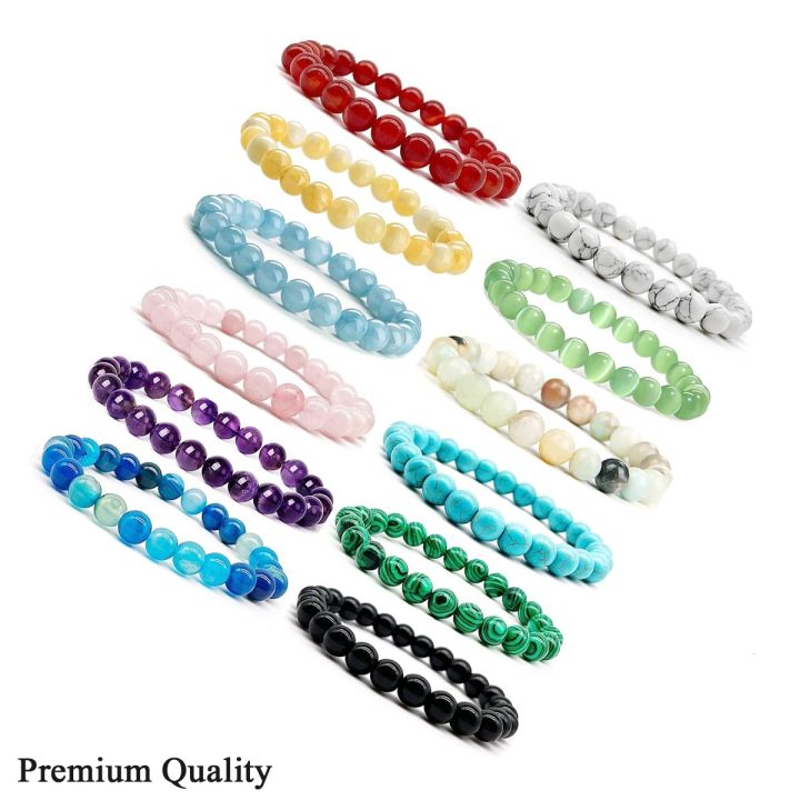 2/4/6-Pcs - Premium Quality Mix Multicolor 8mm Solid Beads Stretch ...
