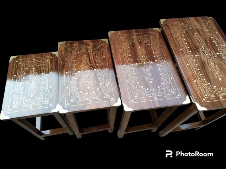 Premiem Design Wooden Table Set 4 Piece Sheesham Wood Tables-Set of 4 ...