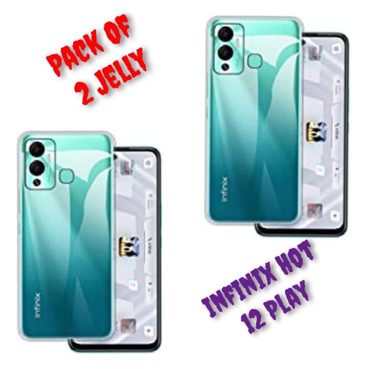 Pack of 2 Infinix Hot 12 Play Antishock Transparent Jelly Cover | Daraz.pk