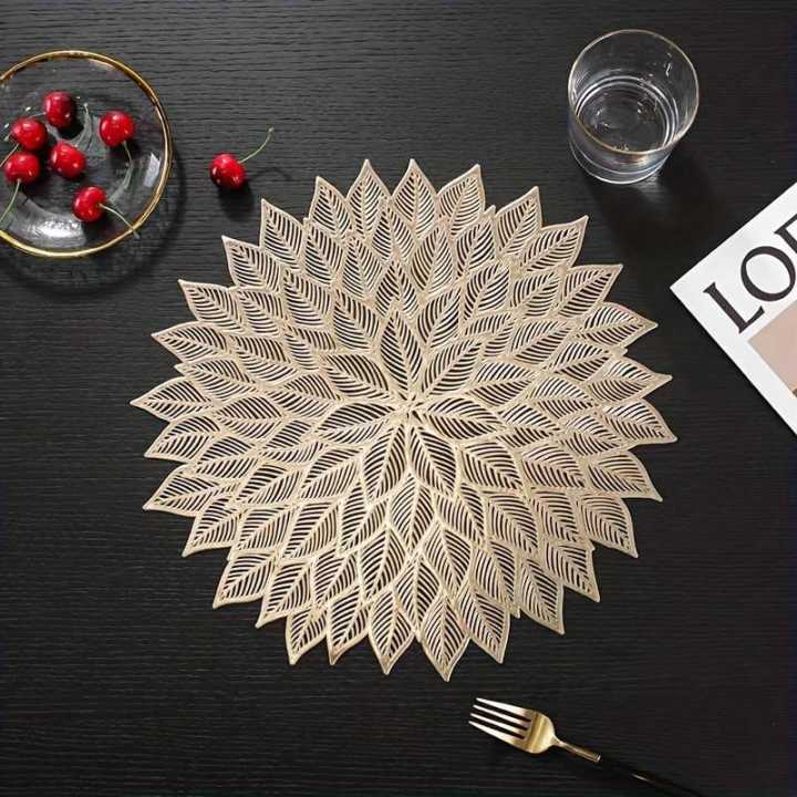 2/4/6 Hibiscus Flower Table Mat PVC Insulated Hollow Placemat Kitchen ...