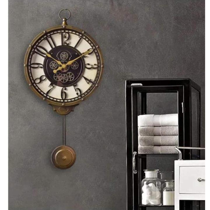 VINTAGE RETRO METAL PENDULUM WALL CLOCK FANCY AND ATTRACTIVE WALL CLOCK ...