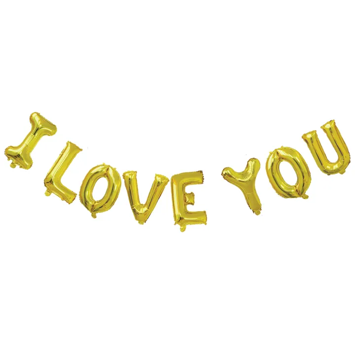 16 inch Foil Balloon Helium I LOVE YOU Balloons Golden/Silver/Red ...