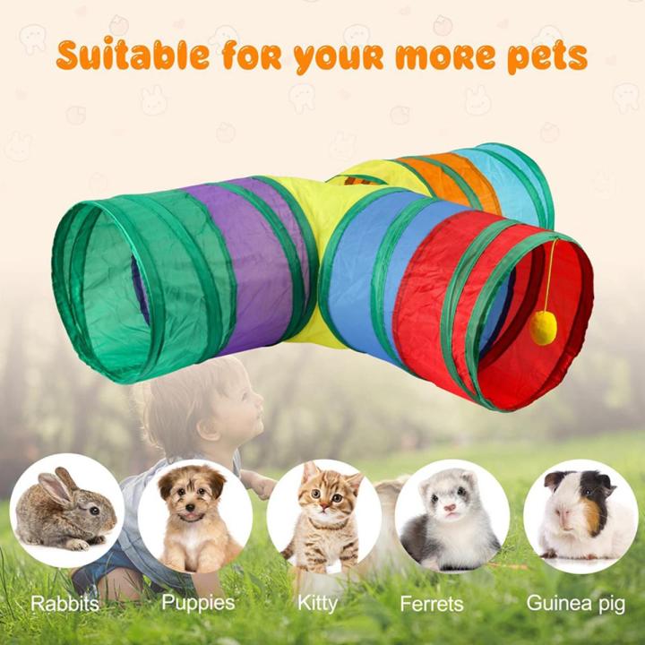 Bunny Tunnels & Tubes Collapsible 3 Way for Dwarf Rabbits Bunny Kitty ...