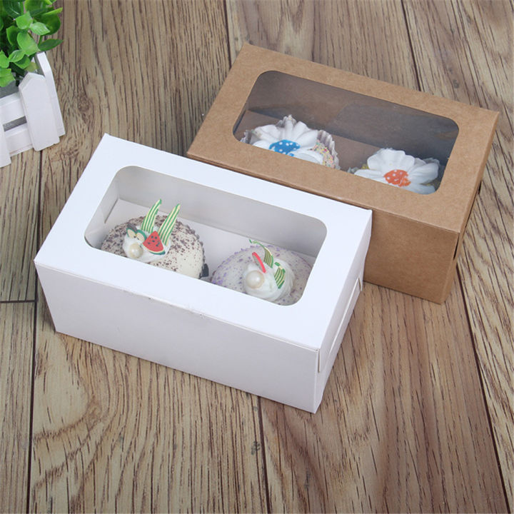 White Cupcake boxes Elegant 2/4/6/12 Hole Windowed cupcake boxes Square ...