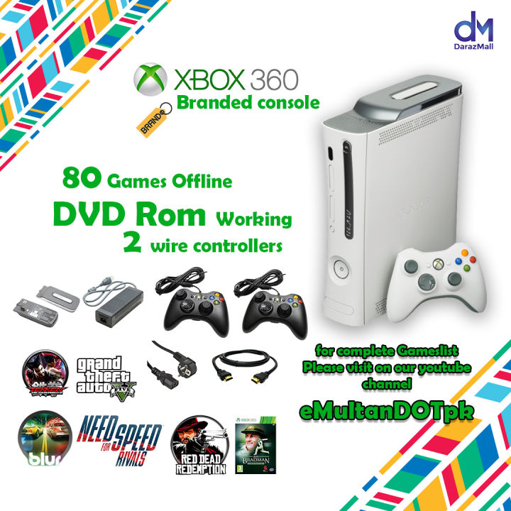Xbox 360 Console JTAG 80 Offline Games 2 wire Controller With All ...