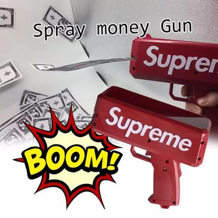 Paper Spary Machine Toy Gun Money Gun with 100 Pcs Play Money Cash Gun ...