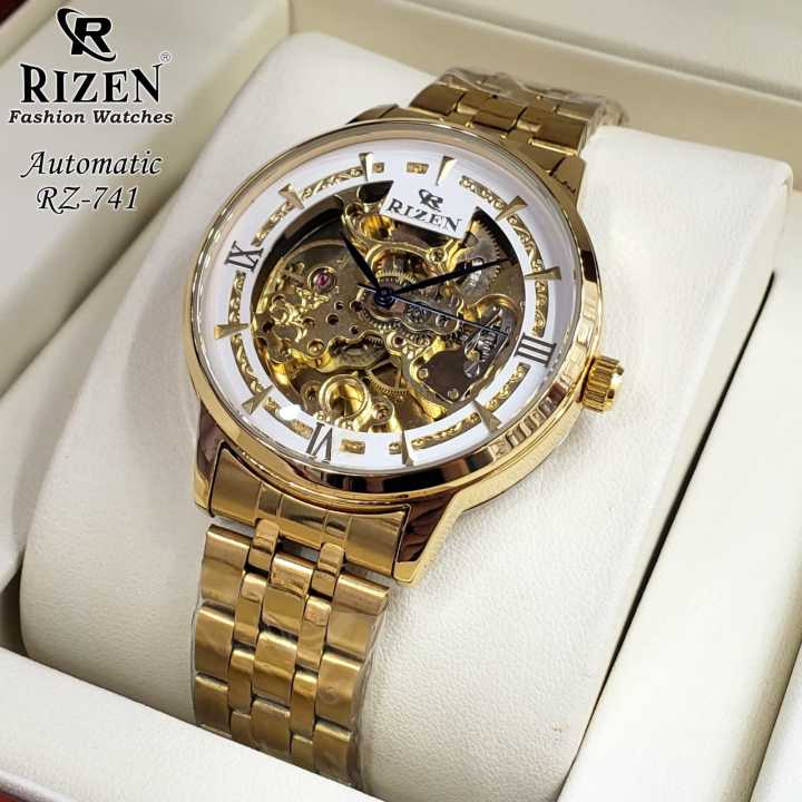 Rizen Automatic RZ-741 – Skeleton Design Automatic Watch Dual-Tone Mens ...