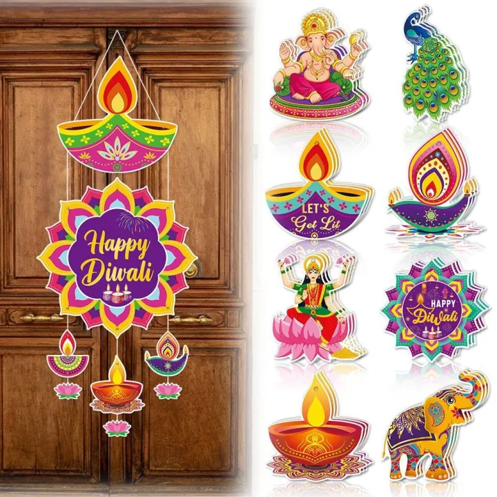 New DIY Diwali Door Hanging Pendants Paper Happy Diwali Wall Decoration ...