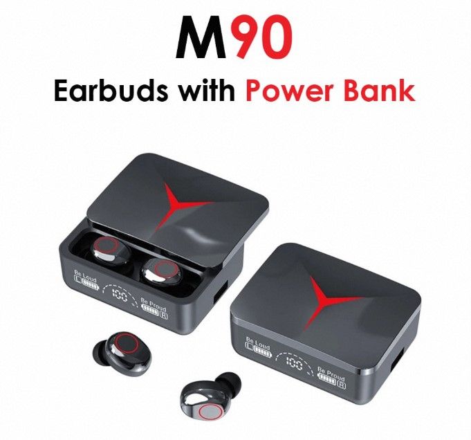 M90 Pro Wireless Earbuds LED Display | Low Latency 9D Sterio HIFI Audio ...
