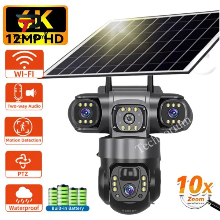 Solar Powered 12MP Triple Lens 4G CCTV Camera | Ultra 4K HD Recording ...