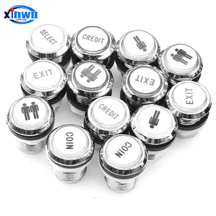 32MM Silver Chrome Round Push Button 12v 5v Illuminated Light Blub For ...