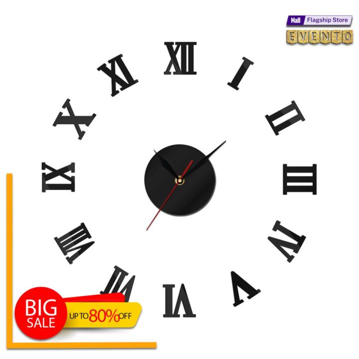 EVENTO Roman 3D Wooden Wall Clock Quartz Watch DIY Design Decoration ...