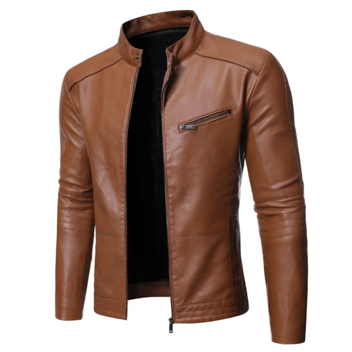 New European and American Men's Jacket Motorcycle Leather Jacket Stand ...