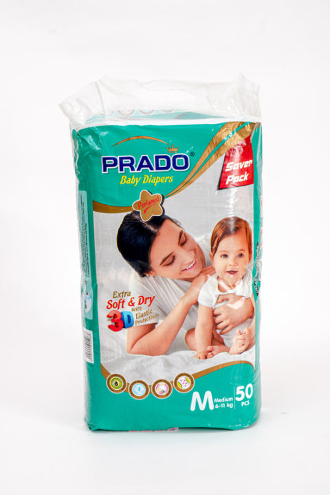 Prado Baby Diapers Size Medium 6-11 KG - 50 Pcs | Daraz.pk