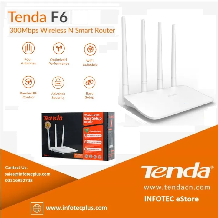 TENDA F6 V4.0 N300 Wireless and smart Router, get yours at best price in Pakistan | Daraz.pk