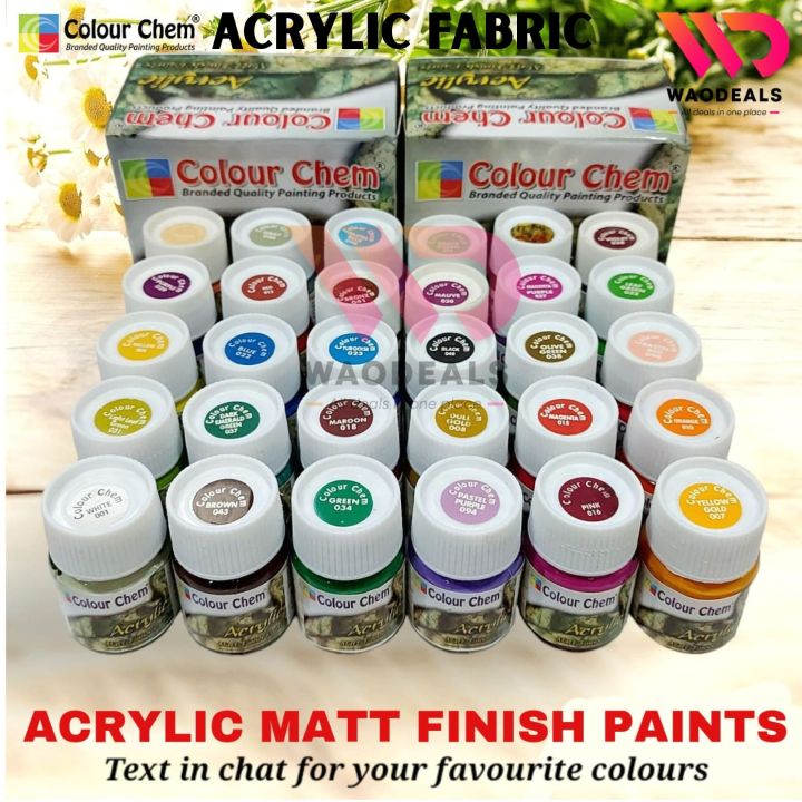 Color Chem Acrylic Fabric Paints – Matte Finish – Pack of 06/12/18/24 ...