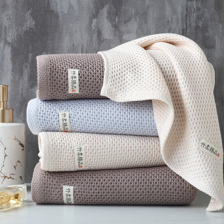 Bamboo fiber soft absorbent adult face wash towel honeycomb couple cleansing large hundred gauze ...