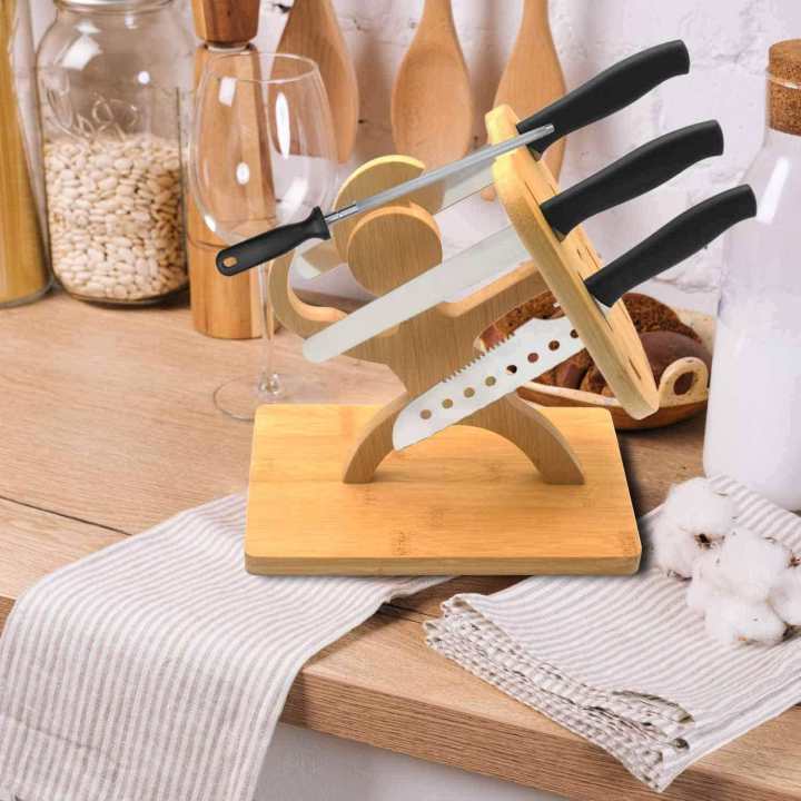 Wood Knife Block Without Knives, Warrior Shape Kitchen Knife Block ...